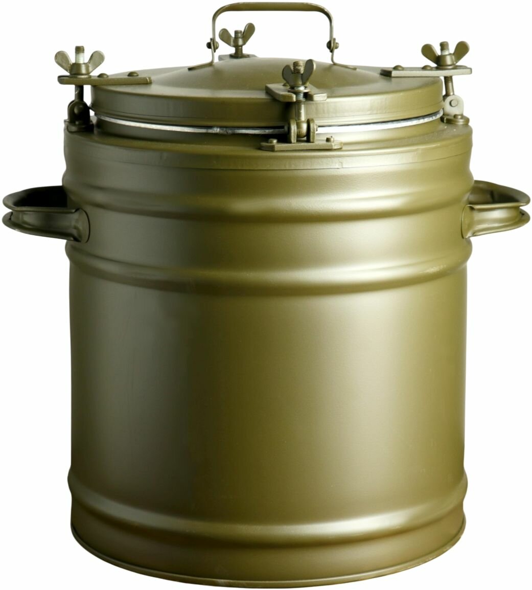 Термос армейский универсальный с ручками, для воды, напитков и еды, объем 25 л, сохраняет температуру 6 часов, металл, колба из нержавеющей стали, зелёный