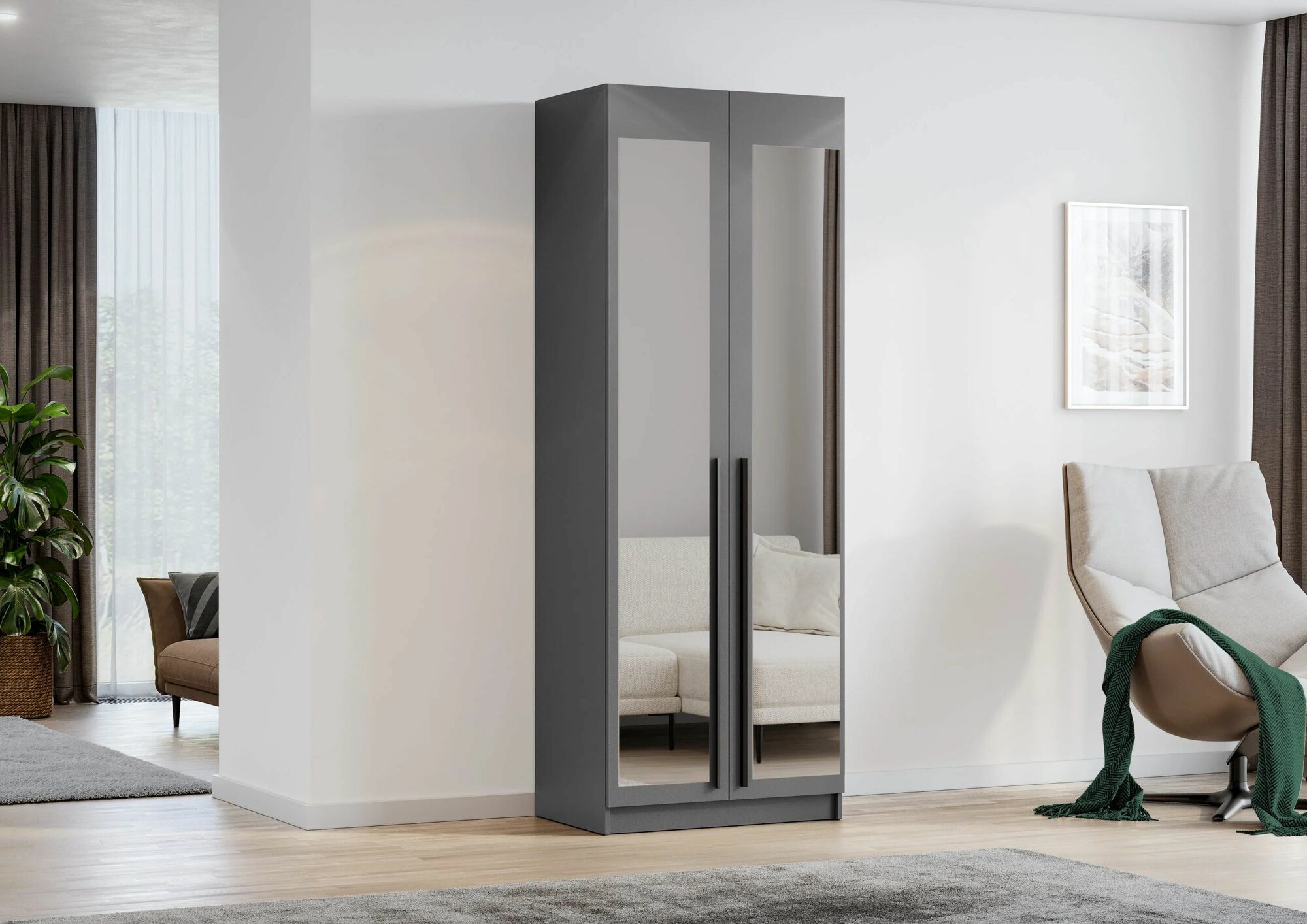 Шкаф Берген ШК-800.2 + полки Берген про серый графит + 2 Ронда ЗШК (Интерьер-Центр)