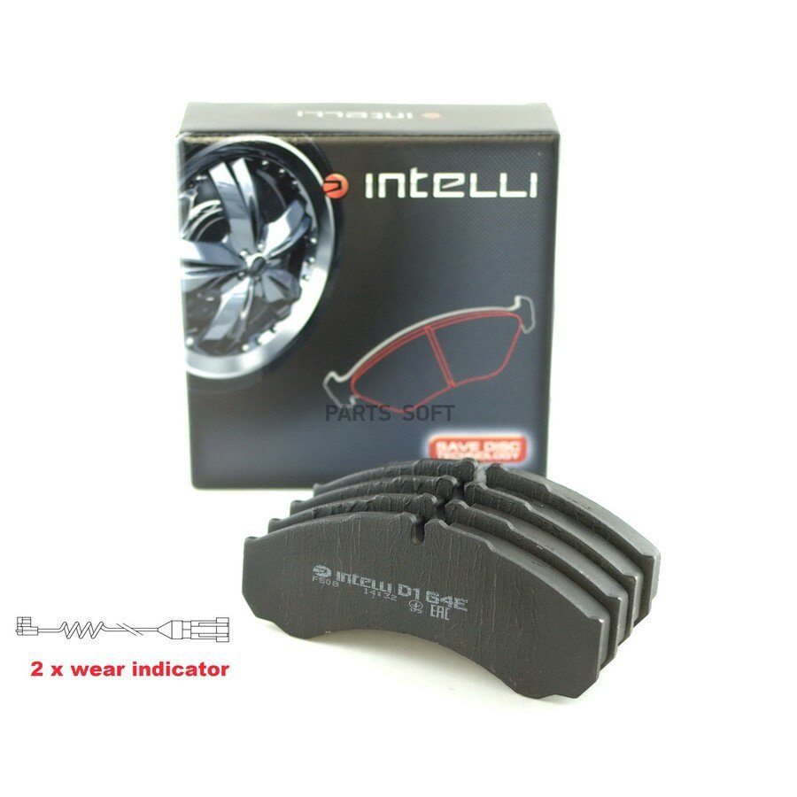 Дафми # Колодка торм. задн D164EI INTELLI к-т с дат. износа IVECO Daily с 2006- от официального дистрибьютора, DAFMI, артикул D164EI