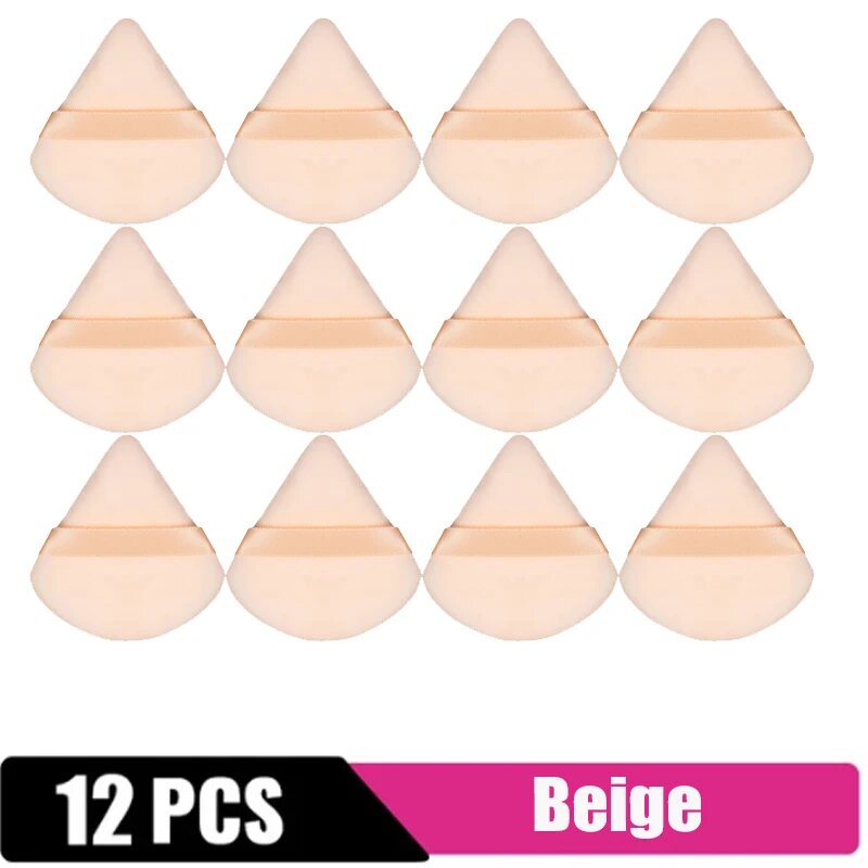 Треугольные пуховки для пудры 3/5/6 шт. 12PCS Beige