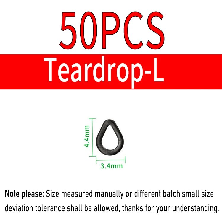 JIGEECARP Кольца для волос для ловли карпа 50 шт, матовые черные Белый, 50pcs Tear drop L