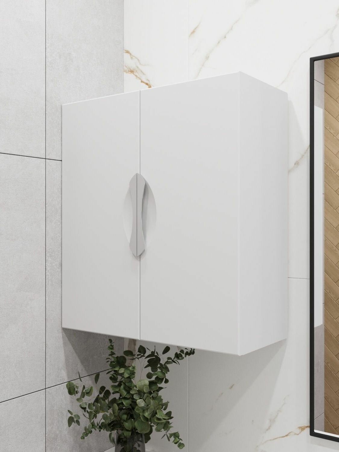 Шкаф, полка для ванной комнаты, навесной, Fauraplus Толедо 60, белый, глянцевый.