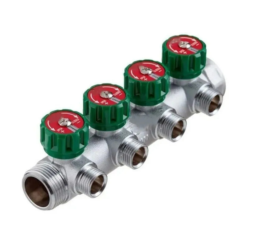 Коллектор регулирующий 3/4" ВР-НР с 4 отводами на 1/2" НР