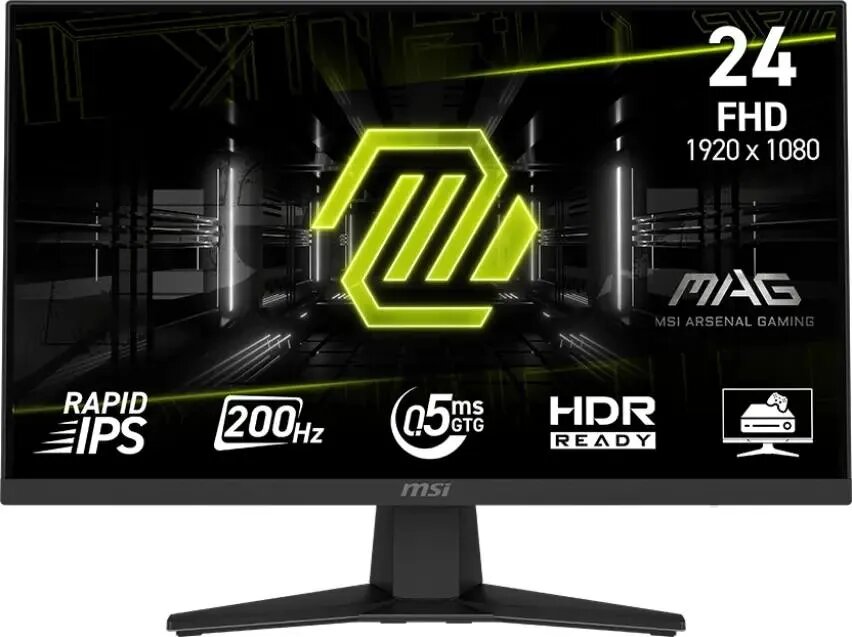 MSI MAG 23.8" 244F {IPS 1920x1080 200Hz 0.5ms 1000:1 300cd 178/178 HDMI2.0 DisplayPort1.2 Tilt VESA