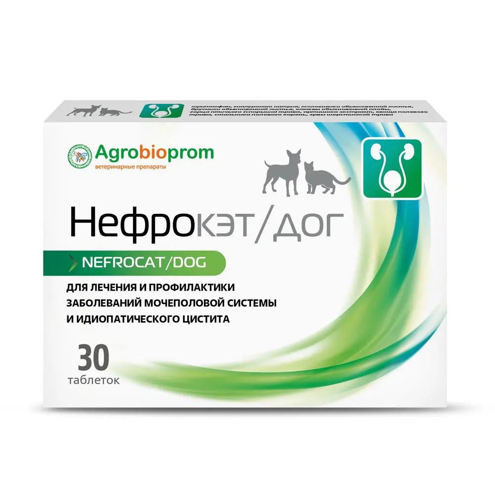 Нефрокэт/дог профилактика МКБ у кошек и собак, 30 табл Пчелодар