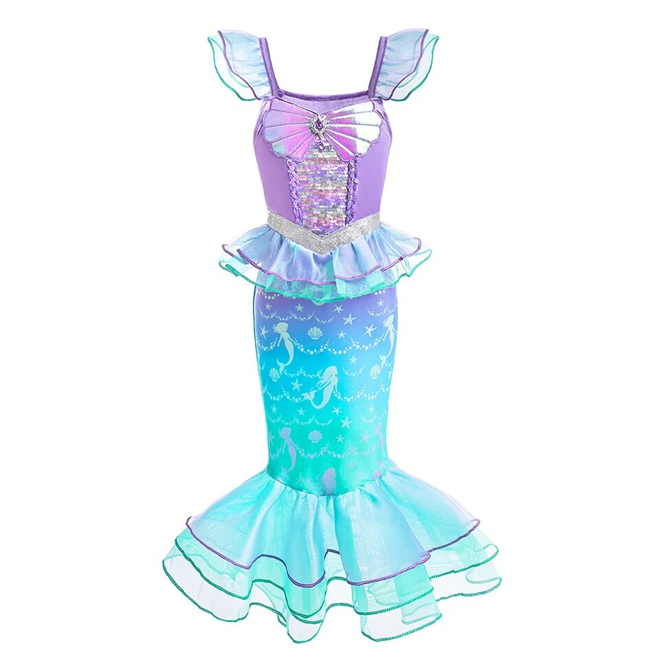 Детский костюм русалки Ариэль PAMABIBI 4T (Tag 120), Mermaid Dress A
