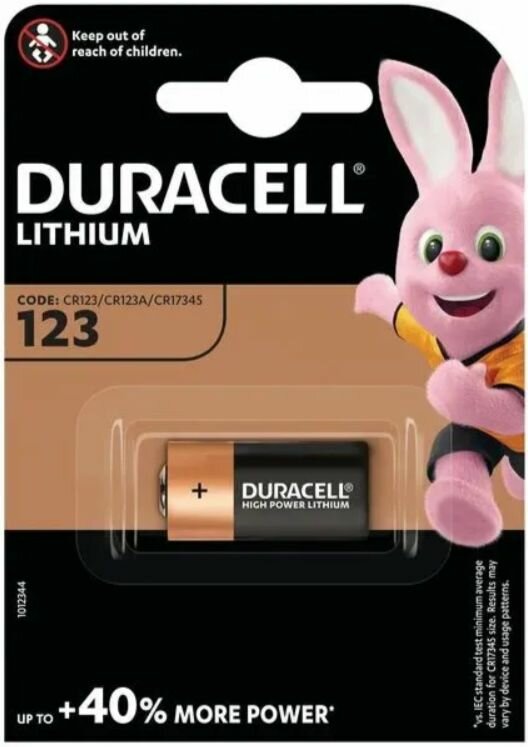 Батарейка DURACELL Lithium CR123, 10 штук (10 блистеров по 1 штуке)
