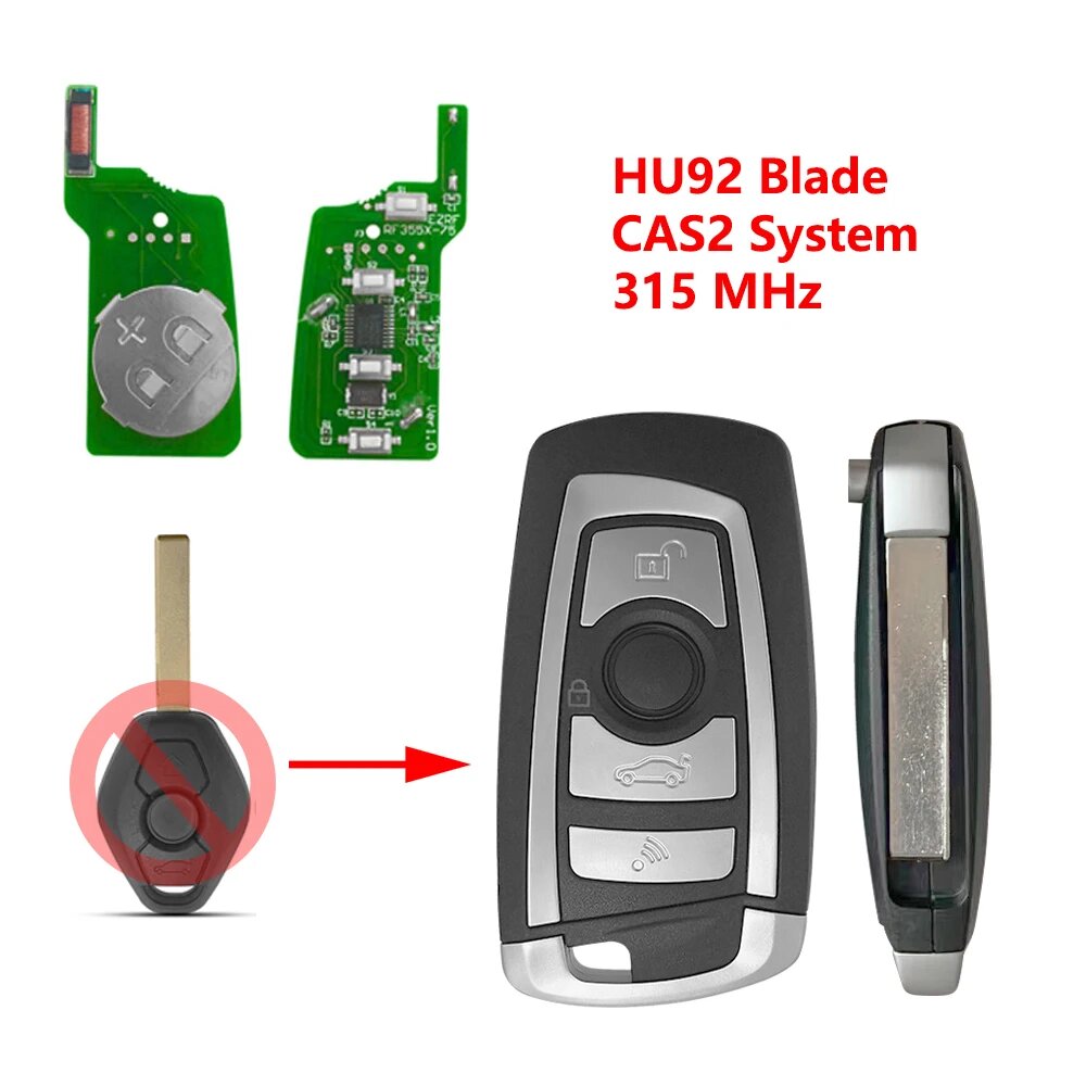 XNRKEY 4-кнопочный модифицированный Выкидной Автомобильный ключ CAS2 с чипом ID46 315LP/315/433/868 МГц для BMW 3 5 7 серии E38 E39 E46 M5 X3 X5 E65 315Mhz
