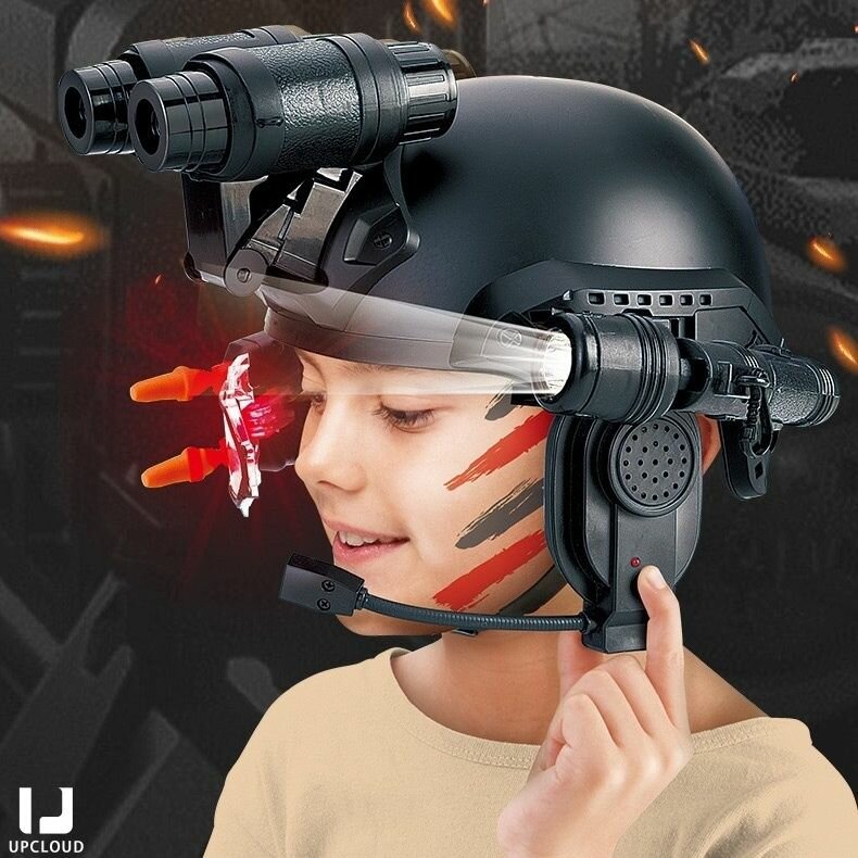 Игрушечная броня /многофункциональный тактический шлем /может запускать яйца всмятку + черный бинокулярный светящийся динамик