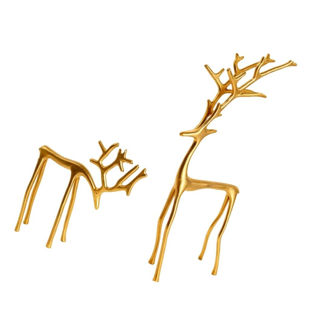 Металлическая статуэтка северного оленя, золотое и элегантное рождественское украшение в виде северного оленя - по одному набору для каждого большого и маленького оленя