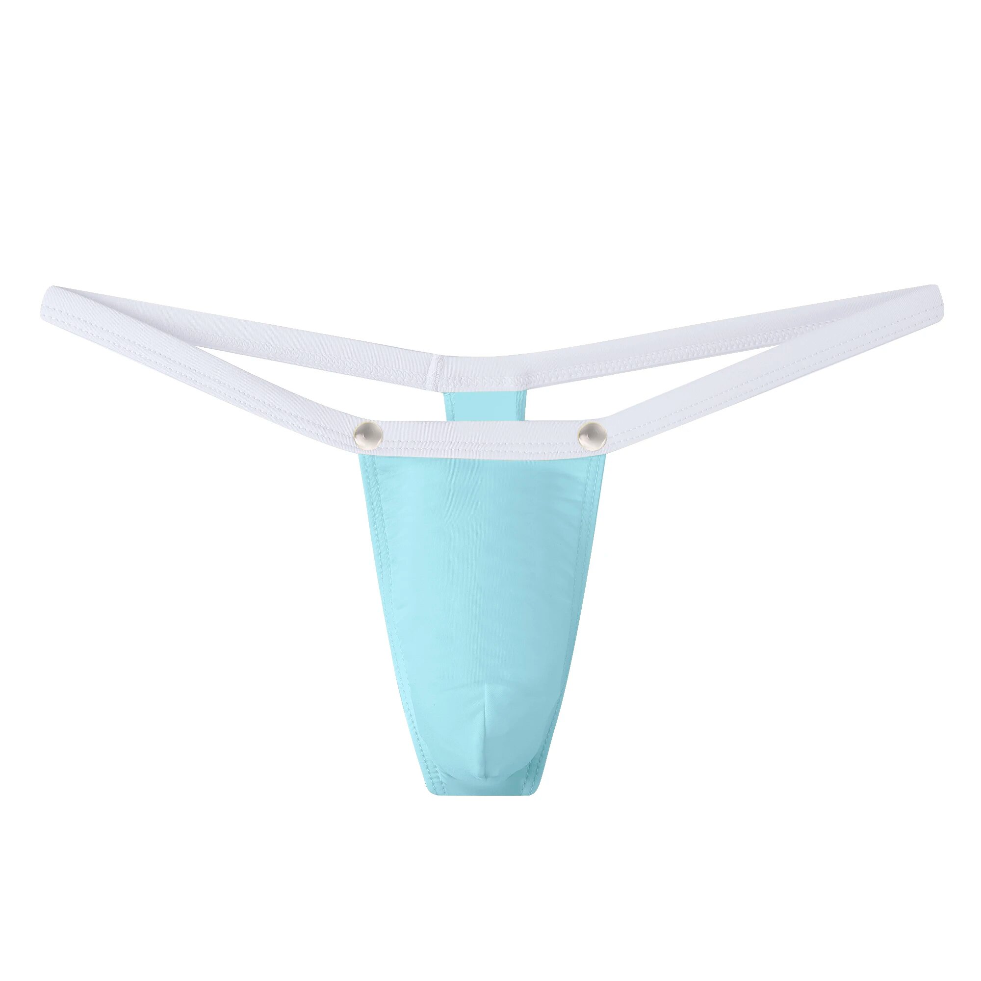Мужские пикантные стринги U-выпуклая сумка с низкой талией, нижнее белье, ультратонкие прозрачные трусики-стринги из ледяного шелка, эластичные трусики с Т-образной спинкой Бирюзовый, M, Небесно-голубой