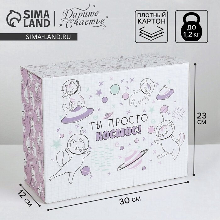 Коробка‒пенал, упаковка подарочная, «Ты просто космос», 30×23×12 см