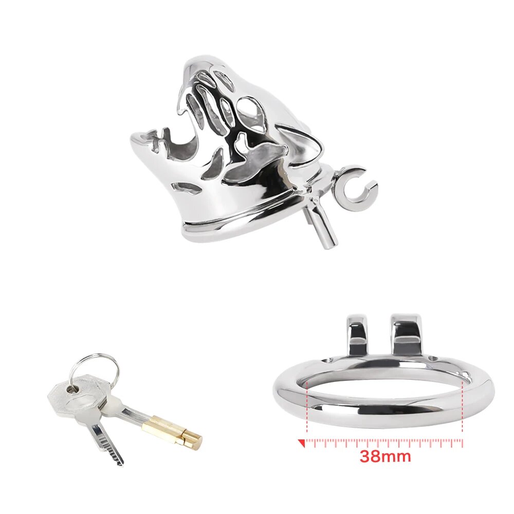 Мужская клетка верности из нержавеющей стали в форме тигра, клетка для пениса, Cage n 38mm Ring