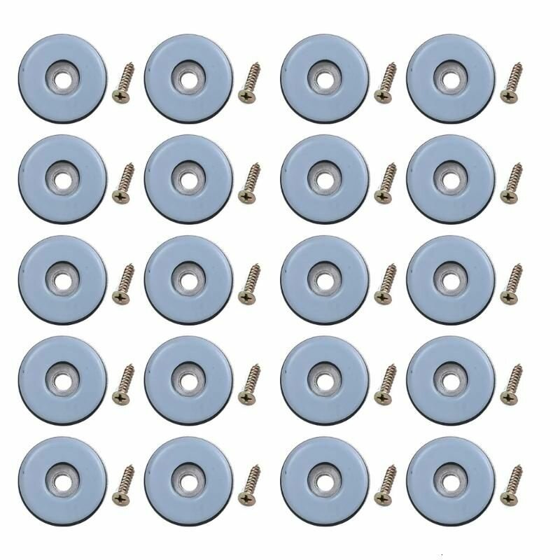 20 шт. Пластиковые ползунки с многоразовыми винтами для ножек стульев, защита деревянных полов, плавное перемещение, - Круглый 38мм