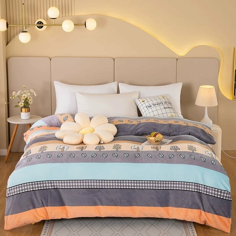 Двусторонний утолщенный пододеяльник из кораллового флиса на осень и зиму, размер 150 см*210 см