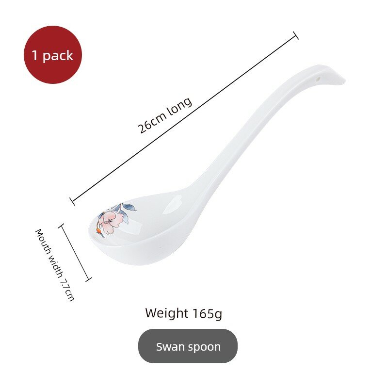 Большая суповая ложка из костяного фарфора для домашнего использования, китайская ложка для супа, ложка с длинной