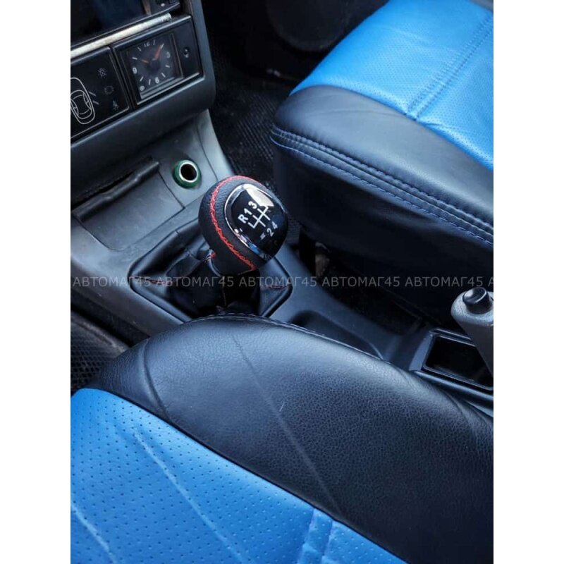 SALMAN Ручка КПП ВАЗ 2110 2111 2112 под КПП 2110 черный с красной ниткой в сборе хром