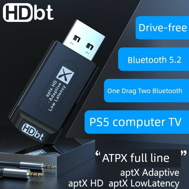 Компактный 24BIT Bluetooth 5.2 передатчик с Adaptive APTX HD LL, адаптер 1 к 2 для мини-устройств