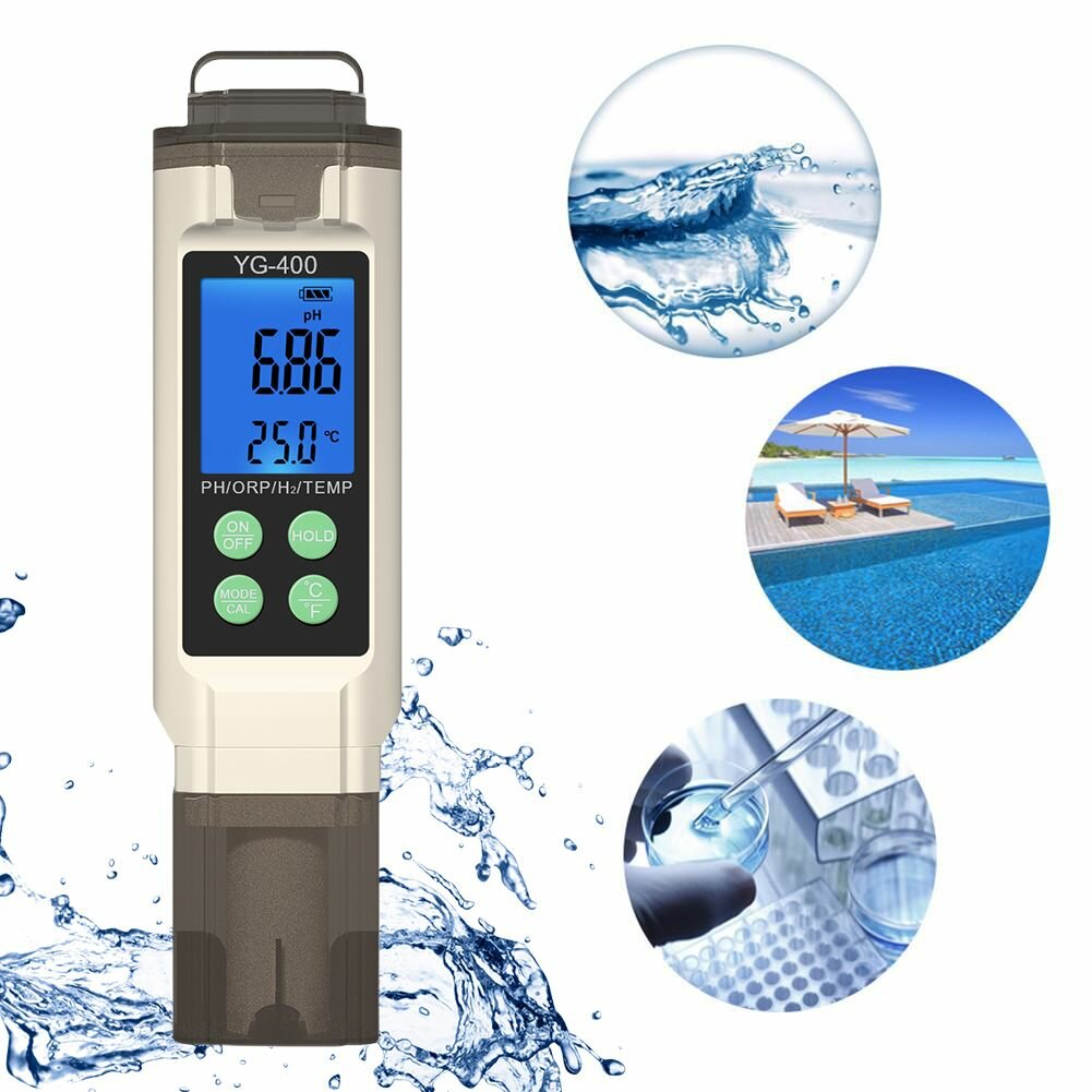 4 в 1 цифровой тестер воды ORP/H2/pH и термометр для гидропоники, бассейна, аквариума