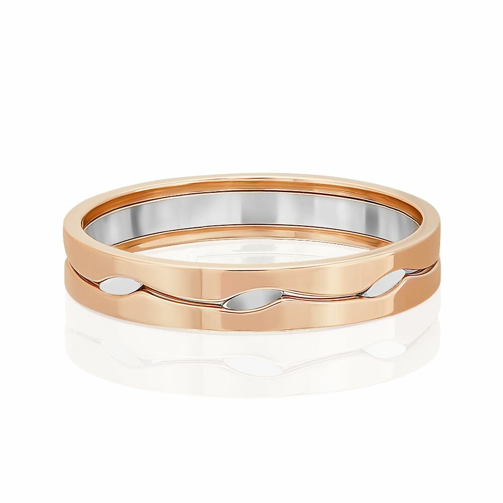 Кольцо обручальное, комбинированное золото, 585 проба, родирование