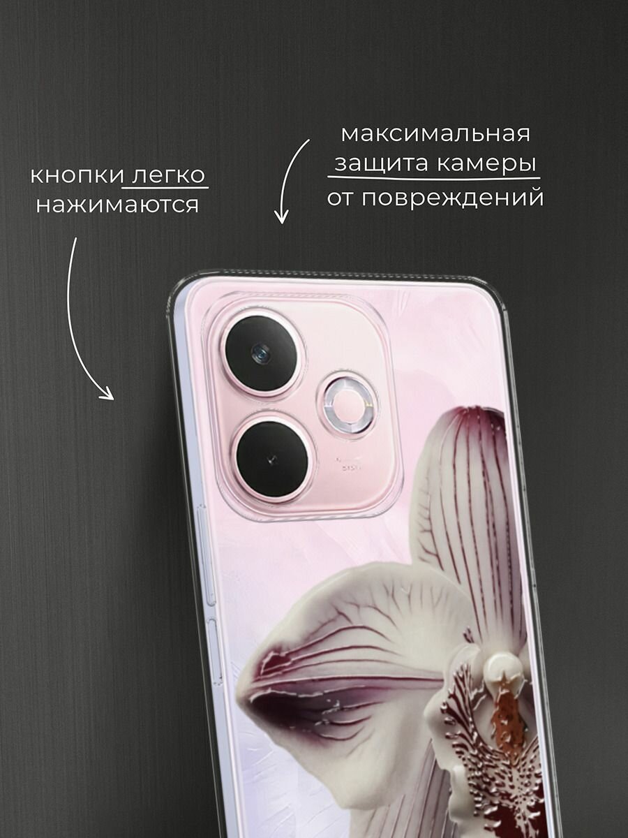 Силиконовый чехол на Oppo A5 Pro / Оппо А5 Про с принтом Белая орхидея — фото 1