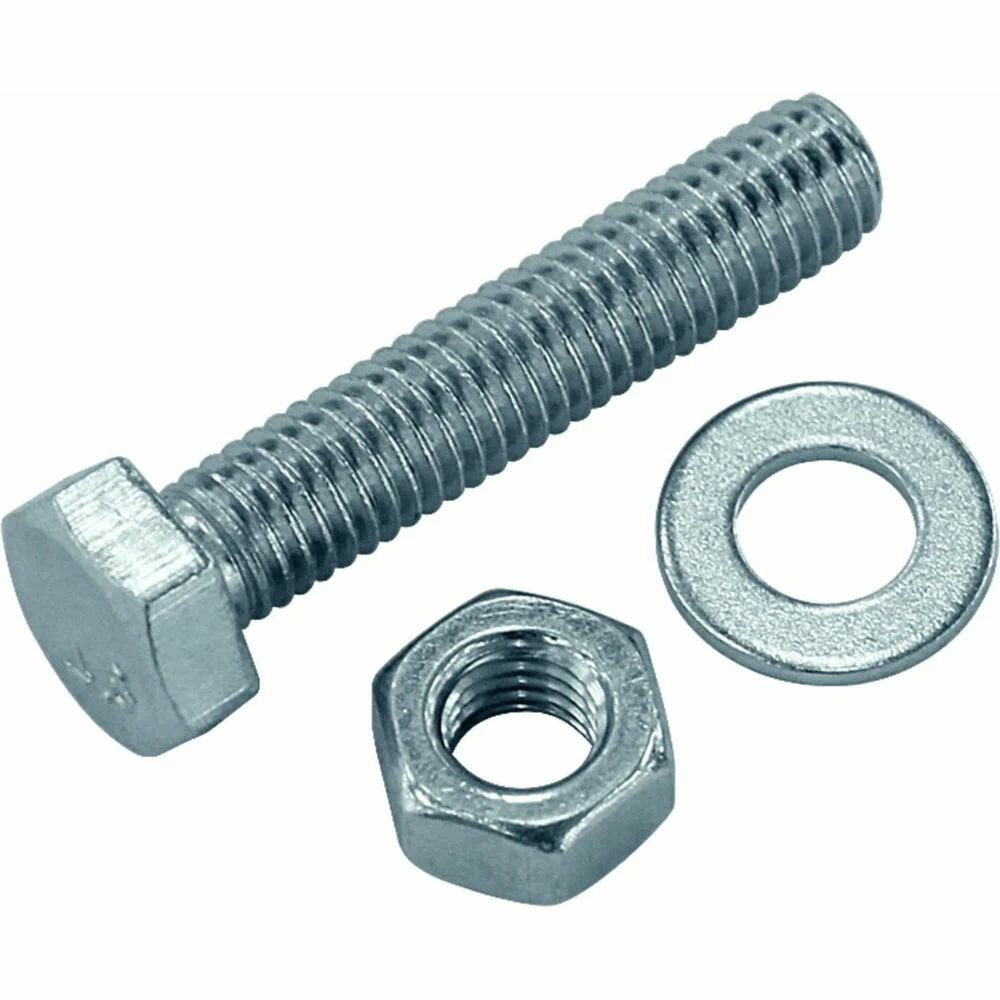 Болт Tech-Krep/Zitar DIN933 с шестигранной головкой, оцинкованный М12х100 + гайка + шайба 2 шт - пакет 136928