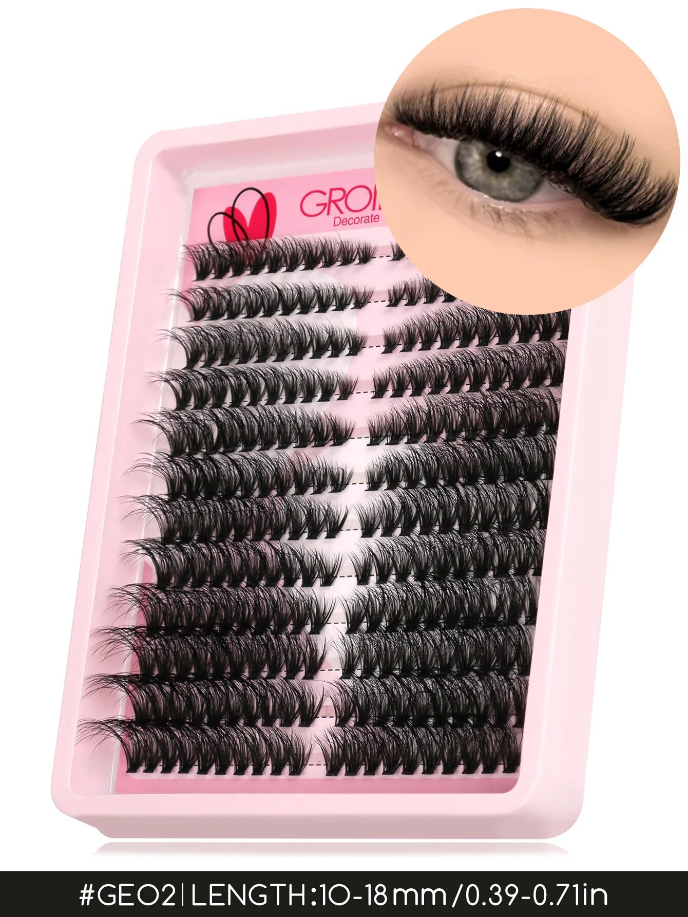 GROINNEYA Кластеры ресниц пушистые, Lashes Clusters 02, 10-18 мм