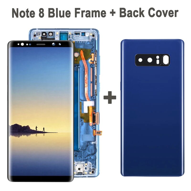 ЖК-дисплей 6,3 'Super AMOLED для Samsung Note 8, дигитайзер сенсорного экрана в сборе N9500 N950F, запасные части DeepSea Blue Frame
