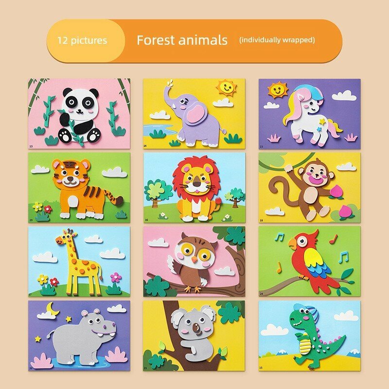 Набор для творчества: 3D-коллаж из детских игрушек ручной работы, материалы для детского сада, стикеры для девочек,