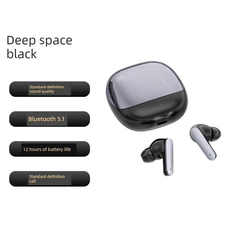 Ночной черный беспроводные наушники Bluetooth с Bluetooth 5.1, 15 часов батареи - Стандартная версия