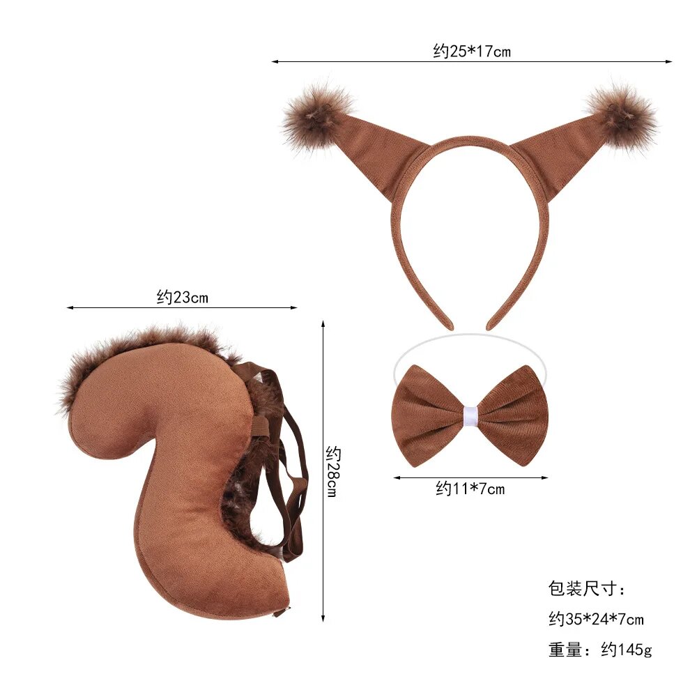 Комплект беличьи уши headband Коричневый, coffee