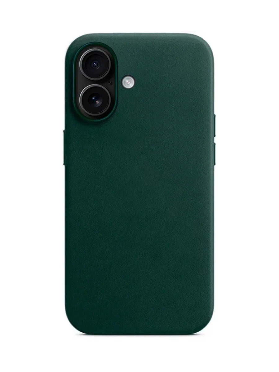 Кожаный чехол Магсейф для iPhone 16 Plus Forest Green / Leather Case Магсейф для Айфон 16 Плюс / Зеленый