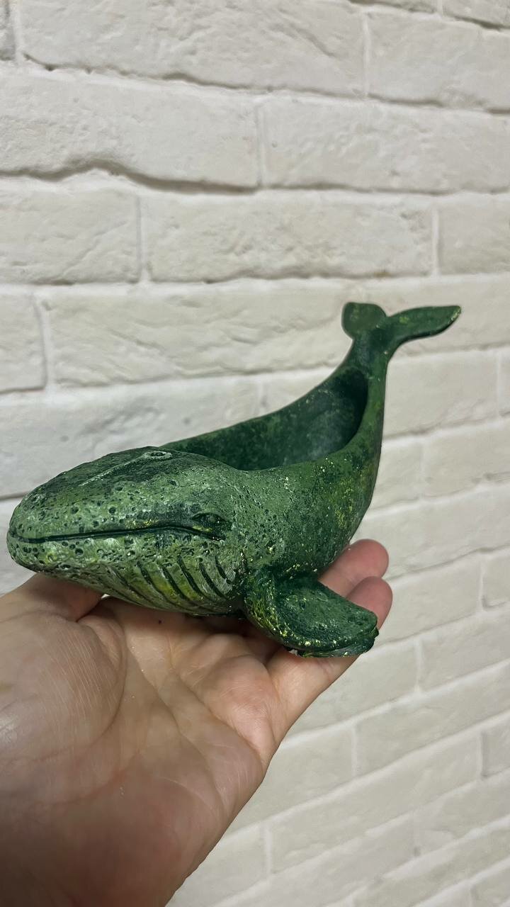 Керамическая подставка для мелочей в форме кита, ручной работы, хаки