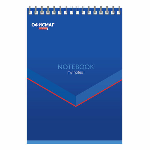 12 шт, Блокнот А5 146х205 мм, 80 л, гребень, картон, жесткая подложка, клетка, офисмаг, синий, 129867