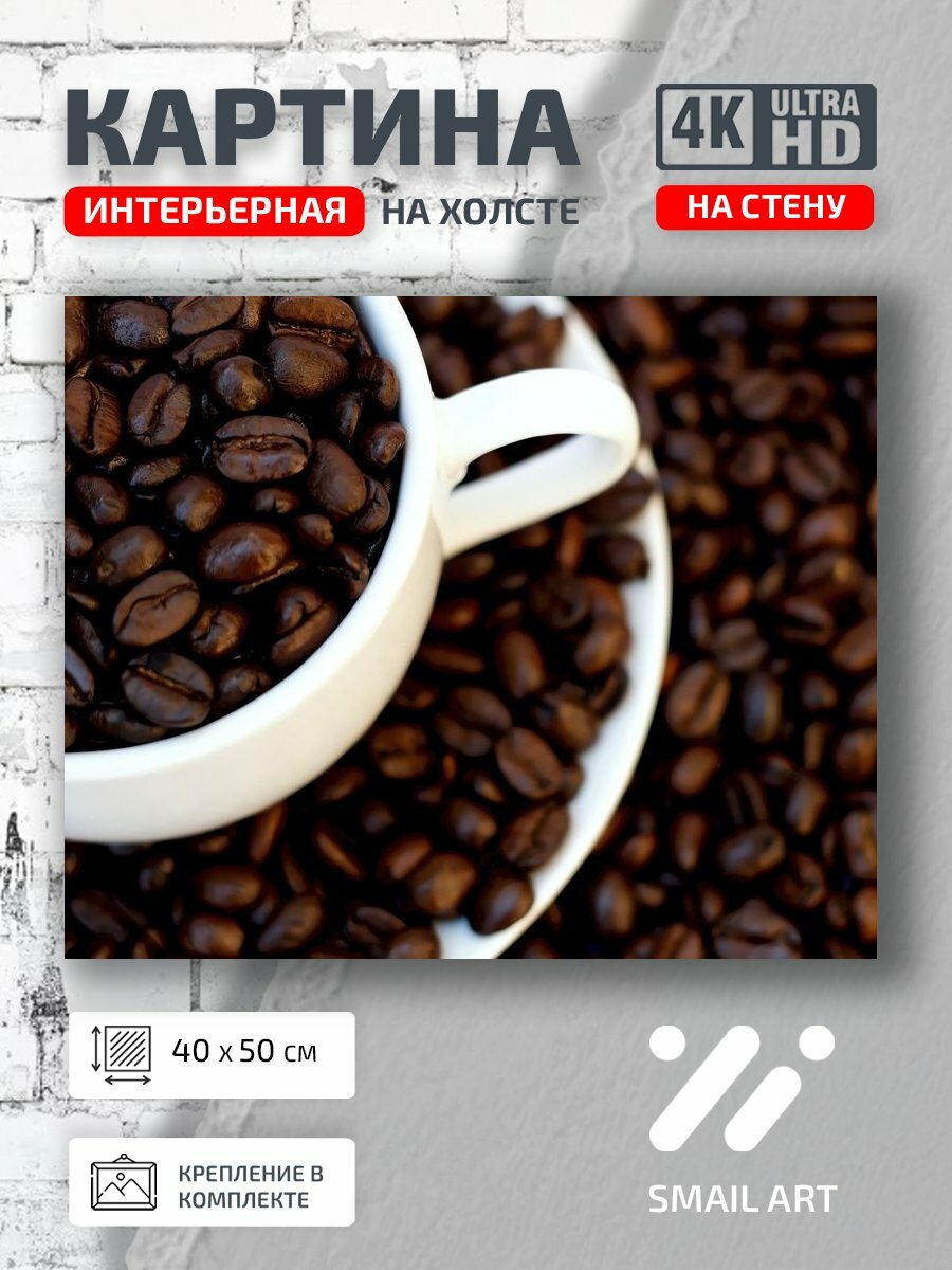 Картина на холсте интерьерная 40 на 50 на стену Чашке Food для офиса кулинария интерьер
