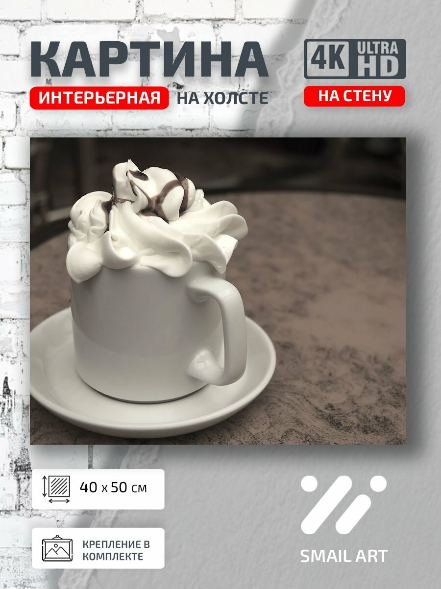 Картина на холсте интерьерная 40 на 50 на стену Чашке Food для офиса кулинария интерьер