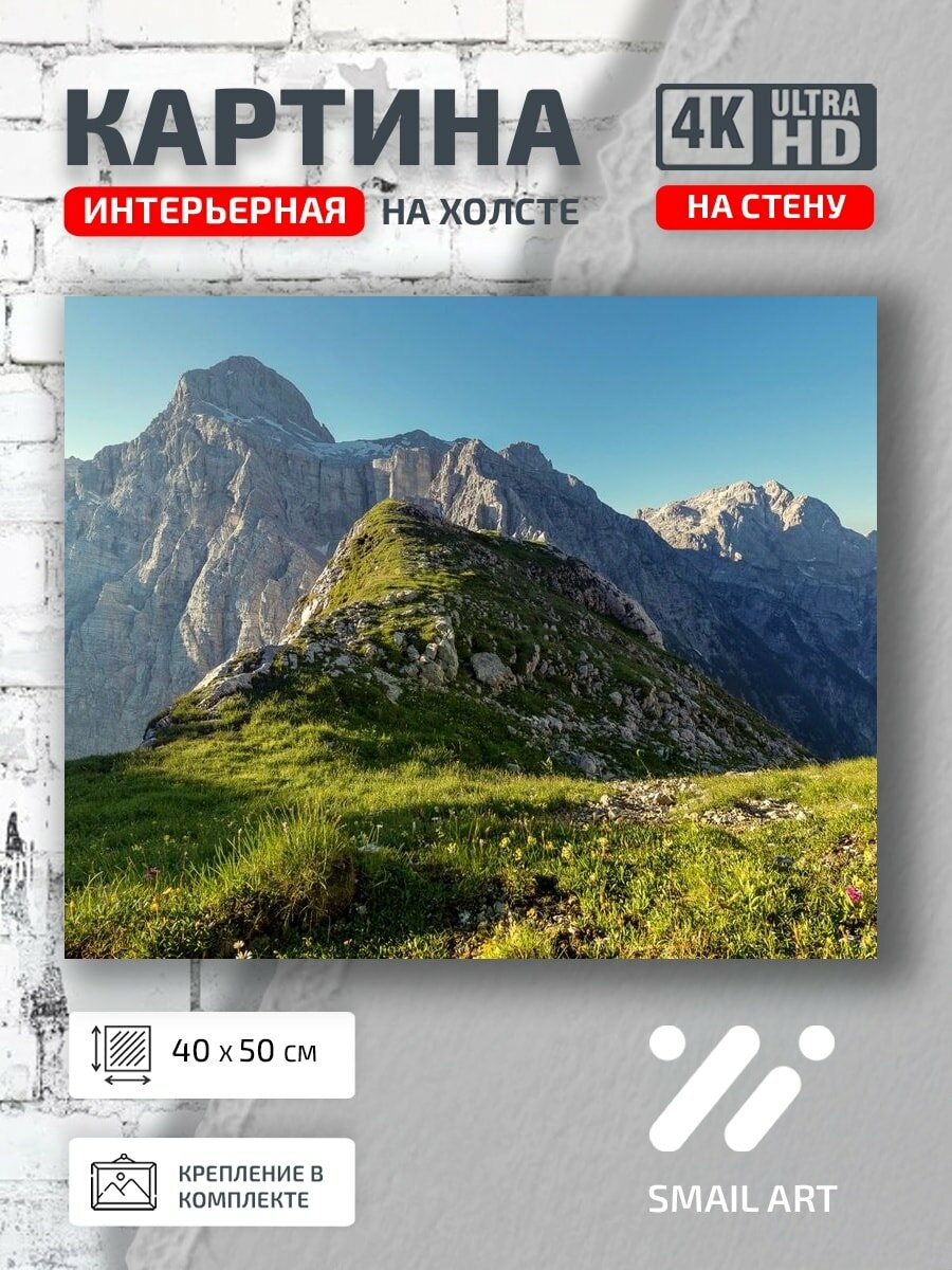 Картина на холсте интерьерная 40 на 50 на стену парка Триглав для офиса атмосфера