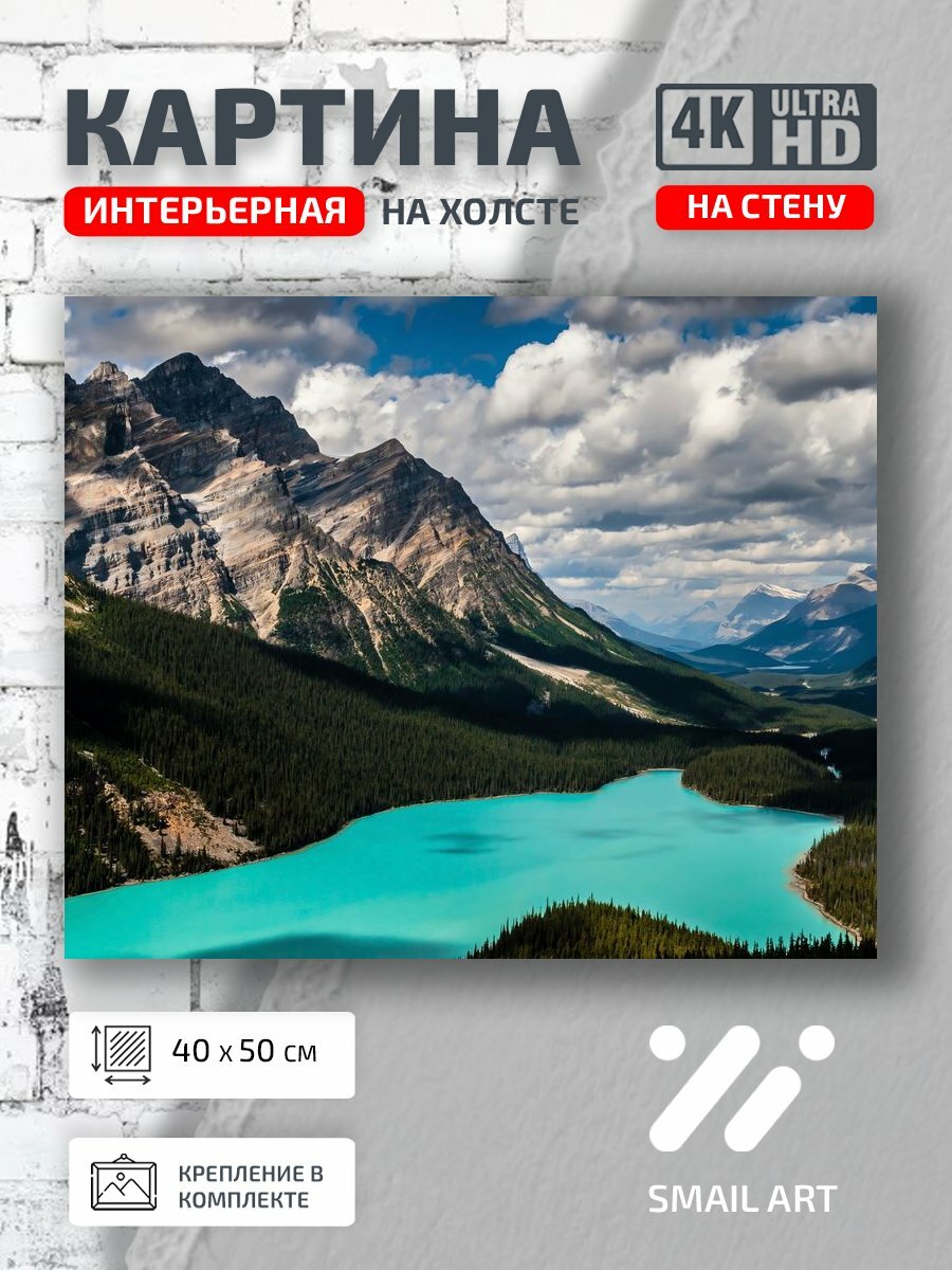 Картина на холсте интерьерная 40 на 50 на стену Река Landscape для кабинета пейзаж интерьер