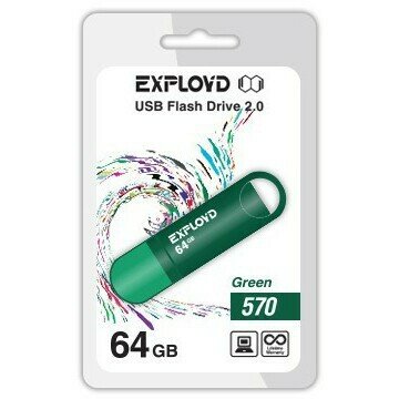 Флешка USB флеш карта 64GB 570 зеленый [EX-64GB-570-Green]