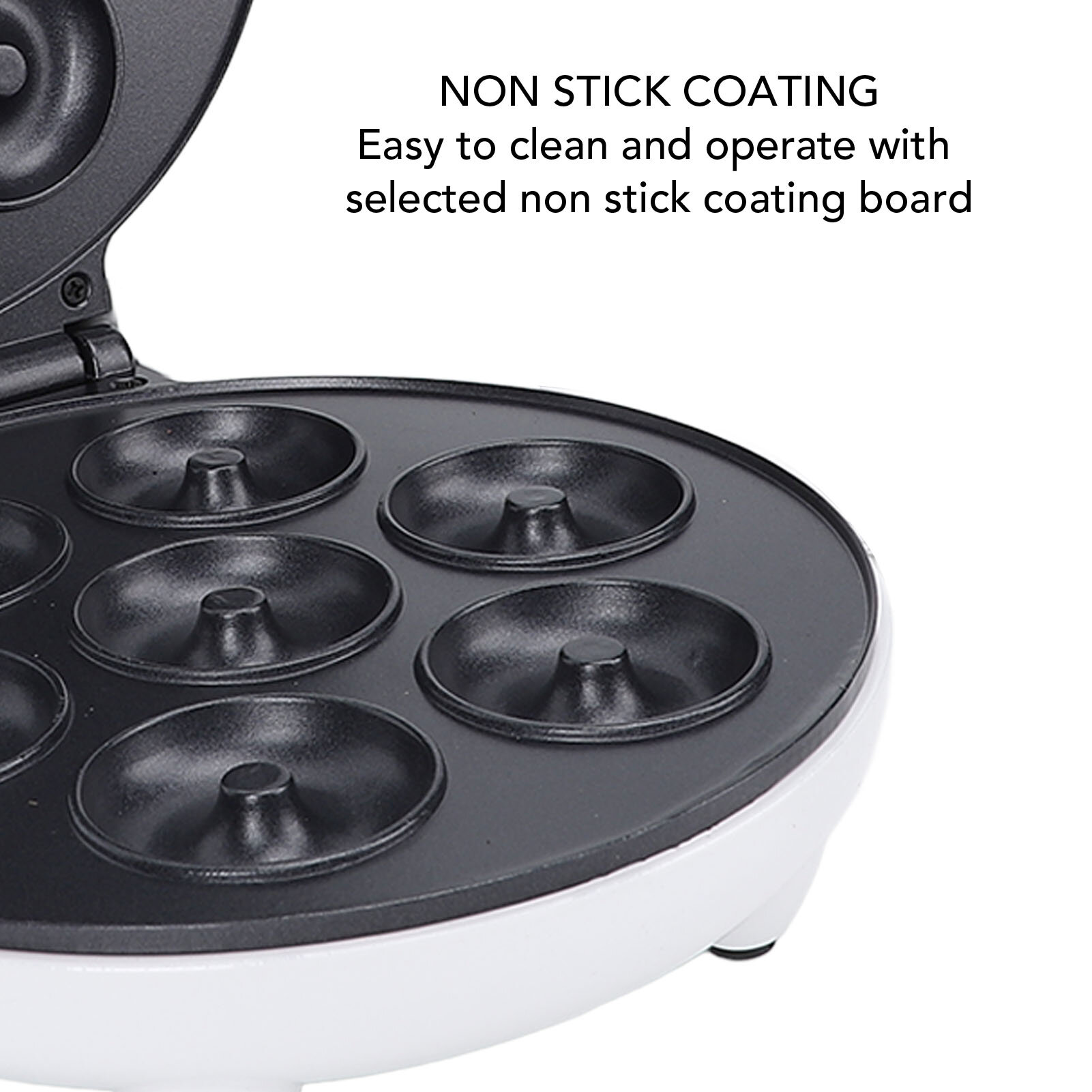 Мини-машина для приготовления пончиков с 7 отверстиями, нержавеющая сталь, алюминий, антипригарное покрытие, электрическая машина для приготовления пончиков для дома, завтрака, десертов, закусок, вилка США 110 В 1000 Вт, белая