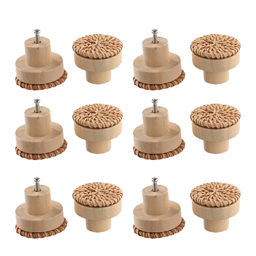 Упаковка из 12 Деревянных Ручек Для Выдвижных Ящиков Набор Мебельной Фурнитуры Деревянные Мебельные Ручки Круглая Деревянная Ручка Для Вытягивания Художественной Мебели