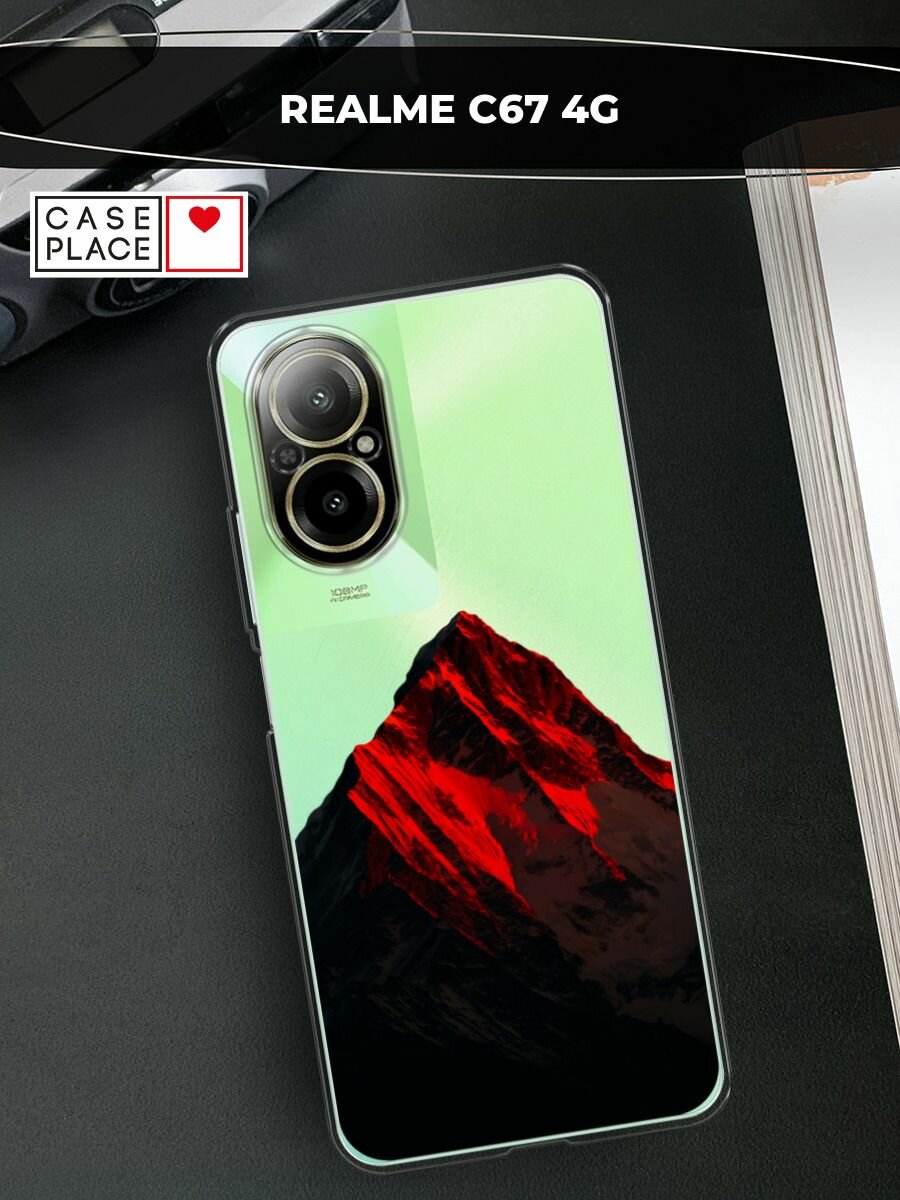 Чехол на Realme C67 4G / Реалми C67 4G с принтом Красная гора 2, прозрачный