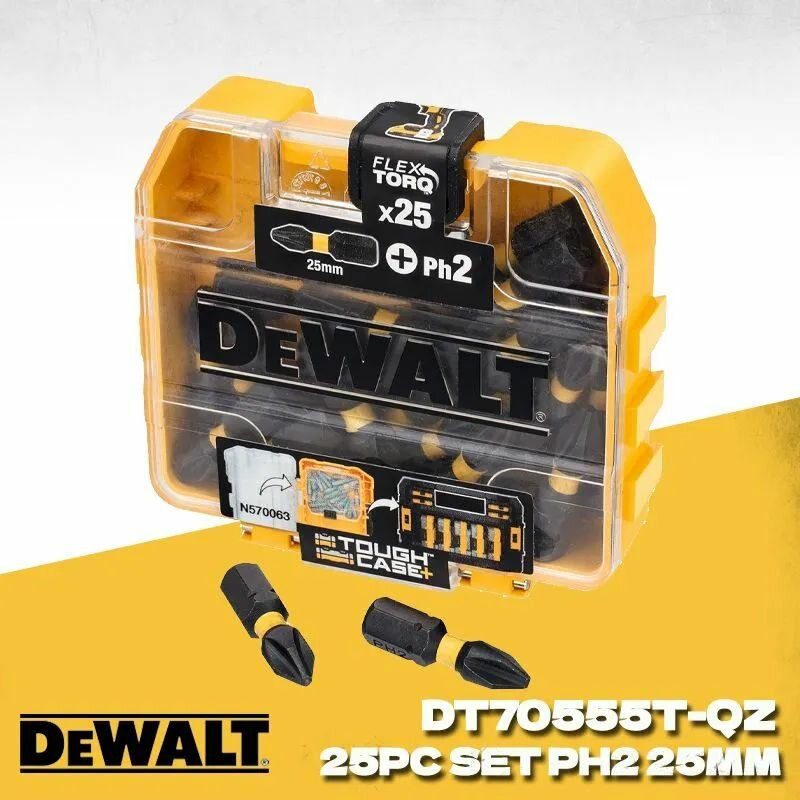 DEWALT DT70555T сверлить 25 шт набор PH2 25 мм в небольшом футляре для хранения Закаленная сталь устойчивая к коррозии