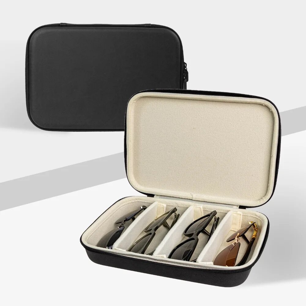 Прочный жесткий чехол для очков с 4 слотами, портативный устойчивый к давлению ящик для хранения очков, чехлы для солнцезащитных очков для женщин и мужчин