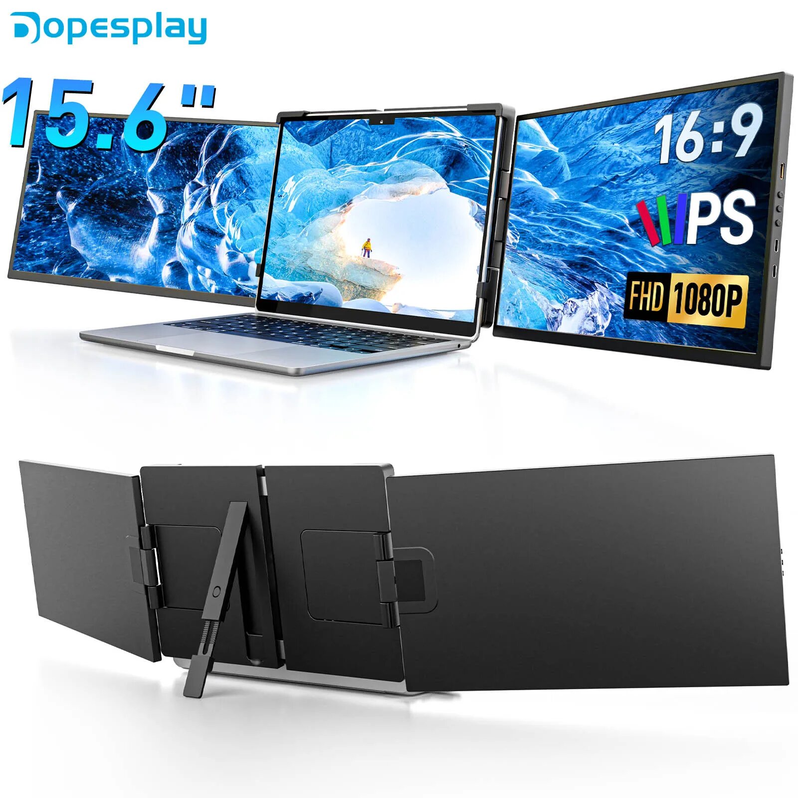 Dopesplay 15,6 дюймов тройной экран для ноутбука