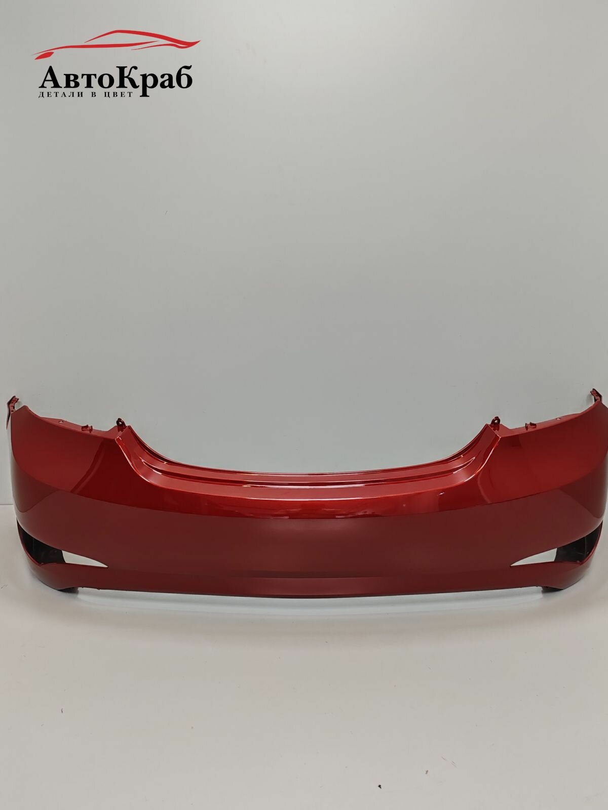 Бампер задний в цвет для Хёндай Солярис седан рестайлинг 2014 - 2017 г. TDY - красный