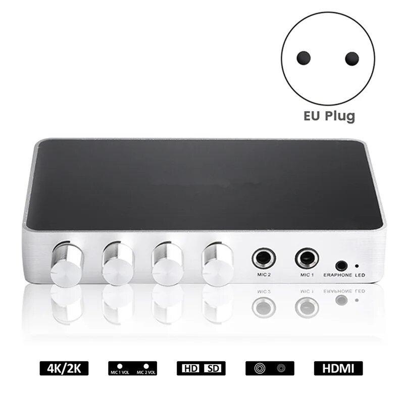 A43M KM200 4K Mini HD Караоке Звуковой Микшер Аудио Микшер Двойной Микрофон Вход Регулировка Громкости для Stage KTV Room-EU Plug