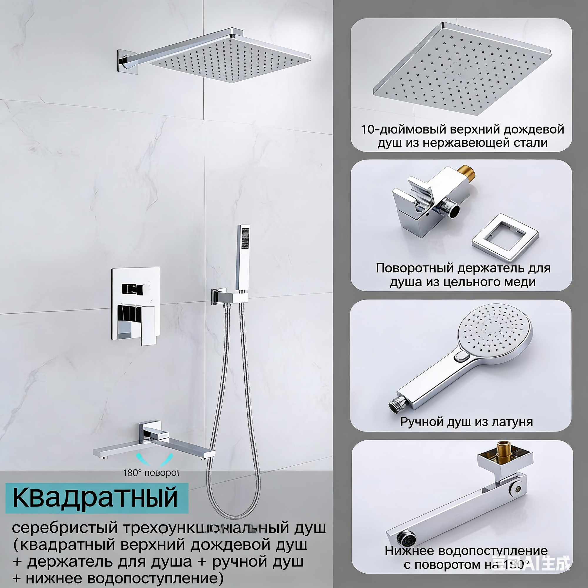 Душевой комплект белый матовый