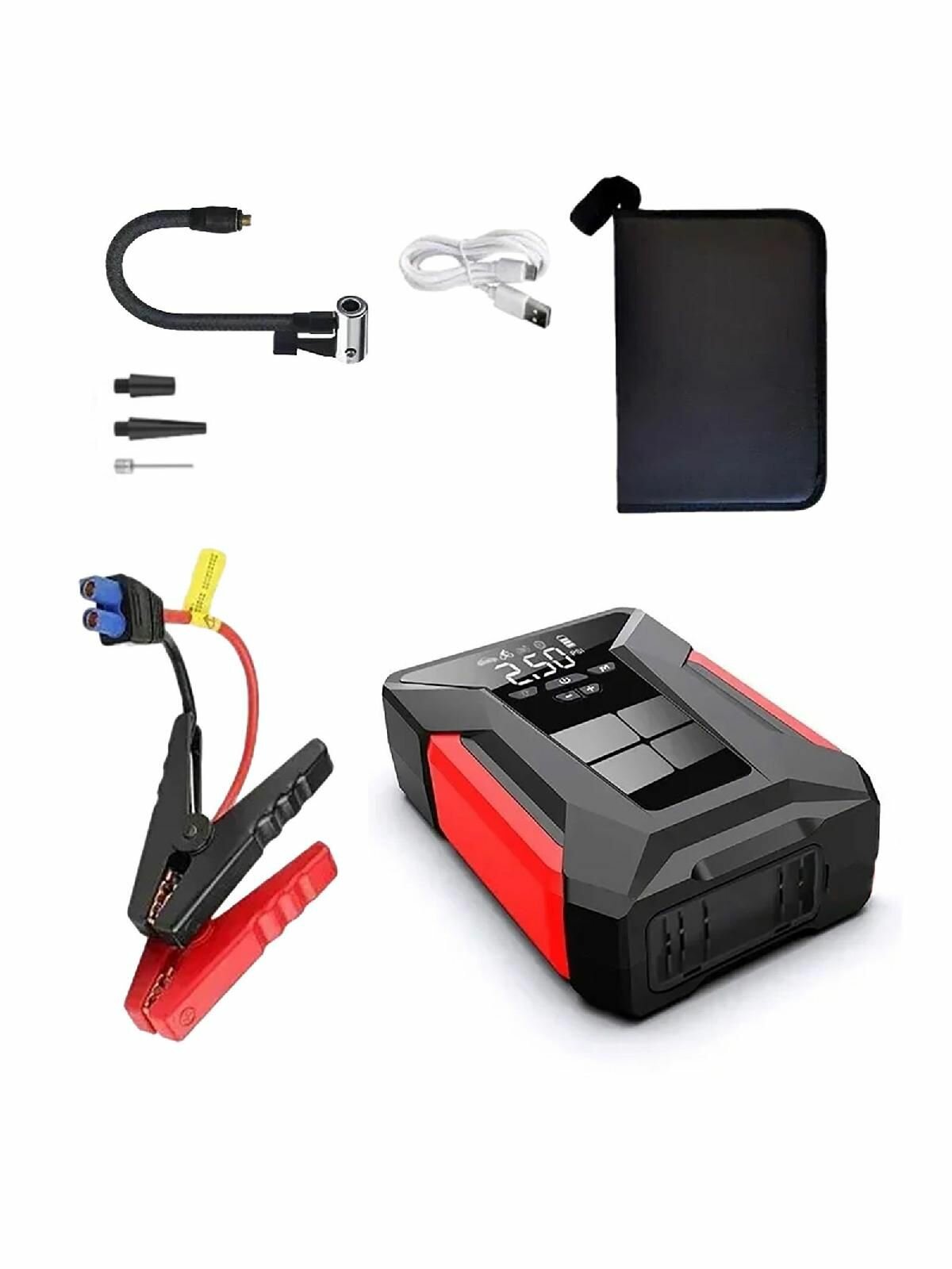 Автотовары, Блок питания для аварийного запуска автомобиля, источник питания, воздушный насос, автомобильный воздушный насос, универсальная машина