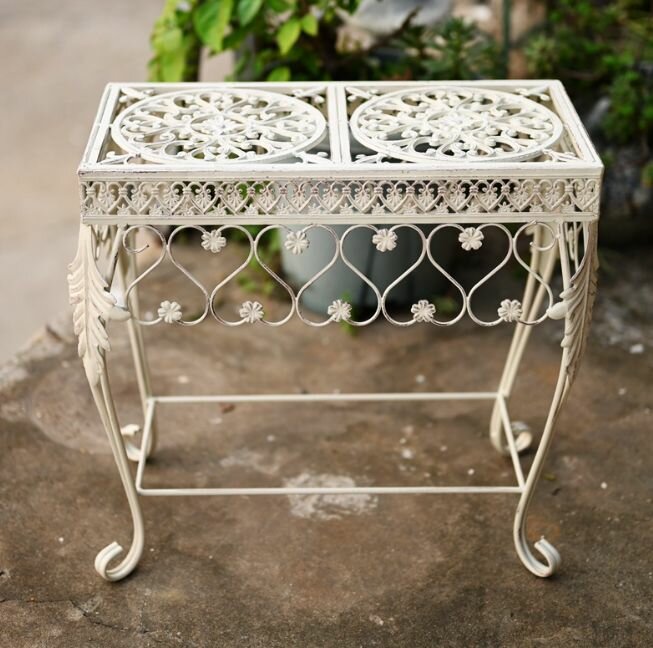 Садовый стол в стиле американского кантри, чугунная подставка для цветов ручной работы, ретро-индустриальный балконный уголок для зелени и романтики